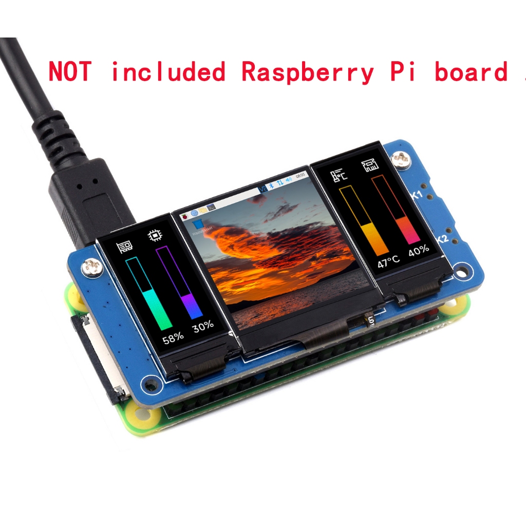 Zero 2 W LCD Expansion Board Triple Screen HAT for RPI Raspberry Pi ...