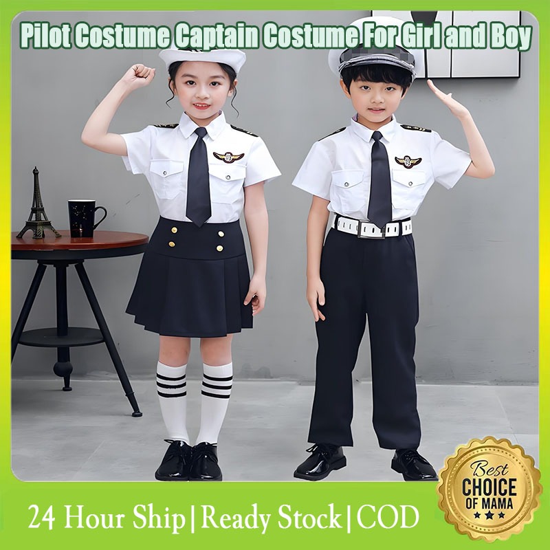 Kids Pilot Costume Captain Clothing Male And Female Air Flight Pilot ...