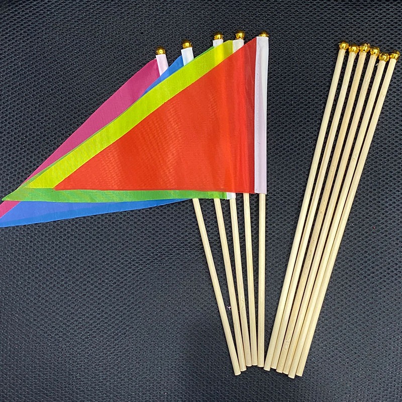 Bunting Flags Triangle Colored Hand Flag With Wood Stick Wood Flagpole ...
