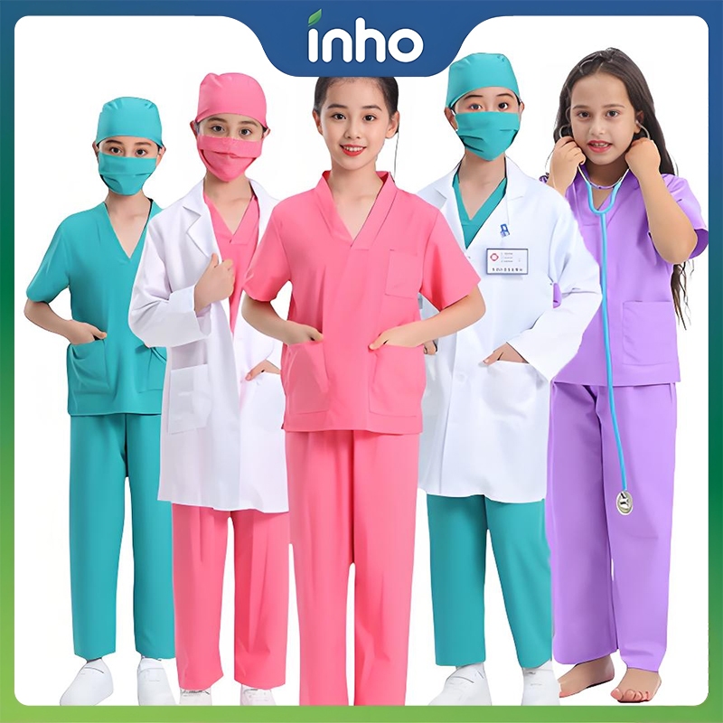 Boys Girls Doctor cosplay Costume Nurse Uniform Role Play Medical ...