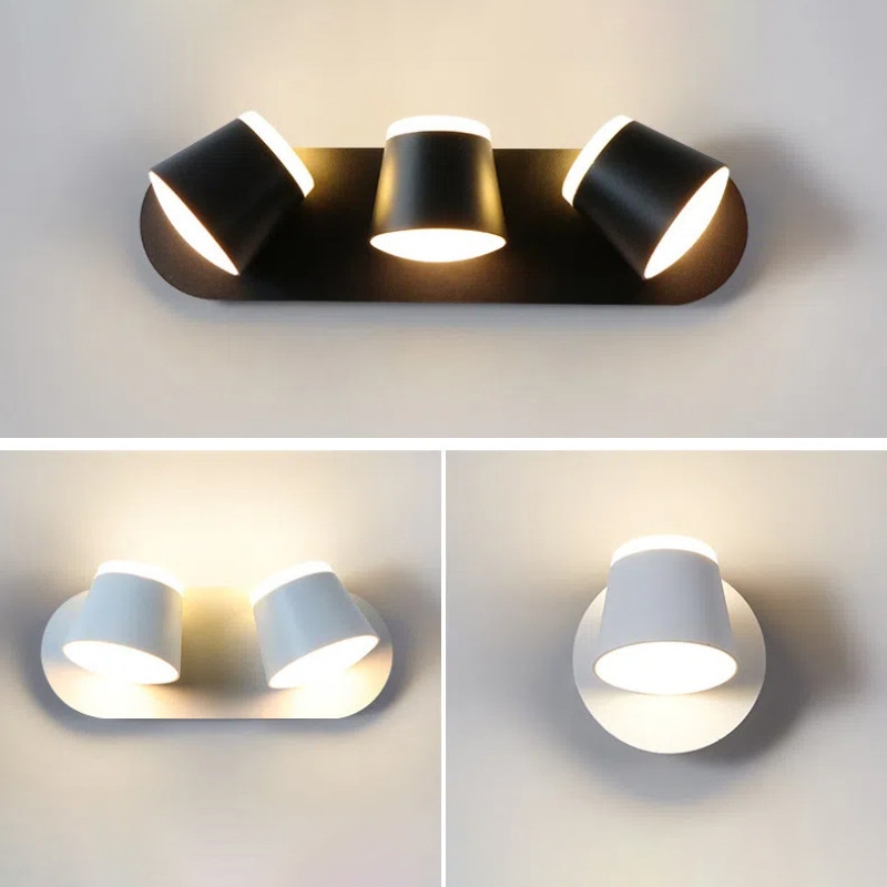 Modern Black/White 360° Rotatable Wall Sconce,Simple LED Decorative ...