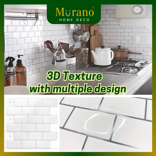 Murano 3D Tile Stickers Backsplash Subway Tiles Sticker Kitchen ...