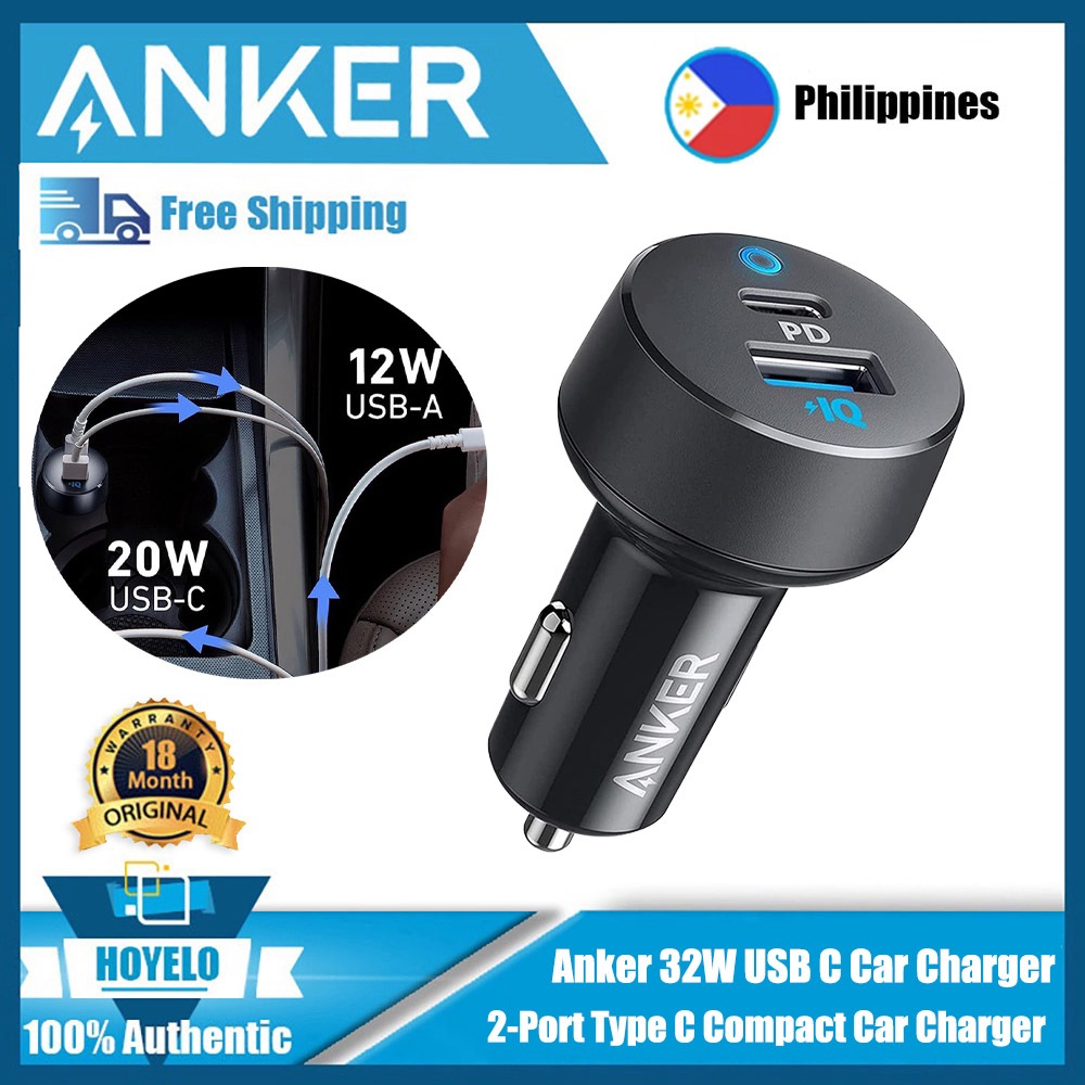 Anker USB C Car Charger 32W 2-Port Type C Compact Car Charger with 20W ...