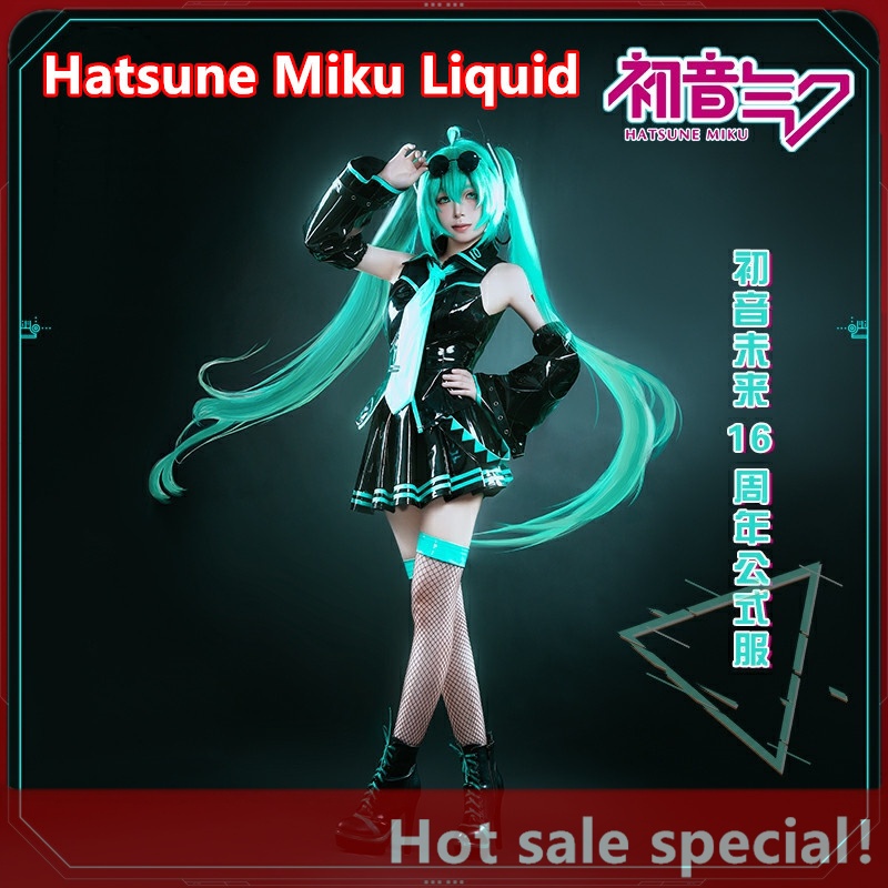 VOCALOID Hatsune Miku cos MIKU 16th formula clothes black liquid cosplay animation performance ...