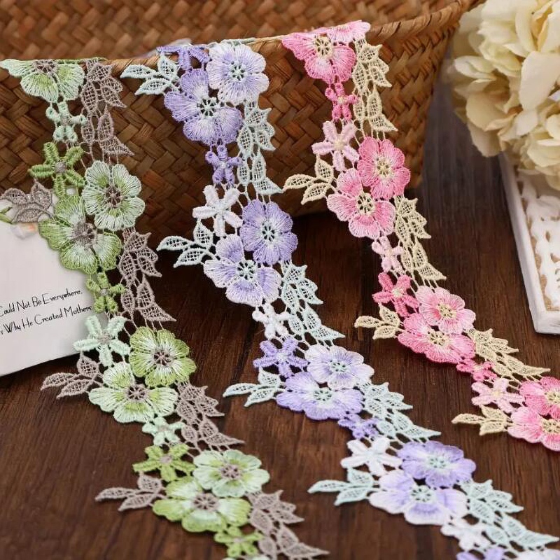 1 Yard Pink Purple Green Fluorescent Rose Venice Lace Various Skirts ...