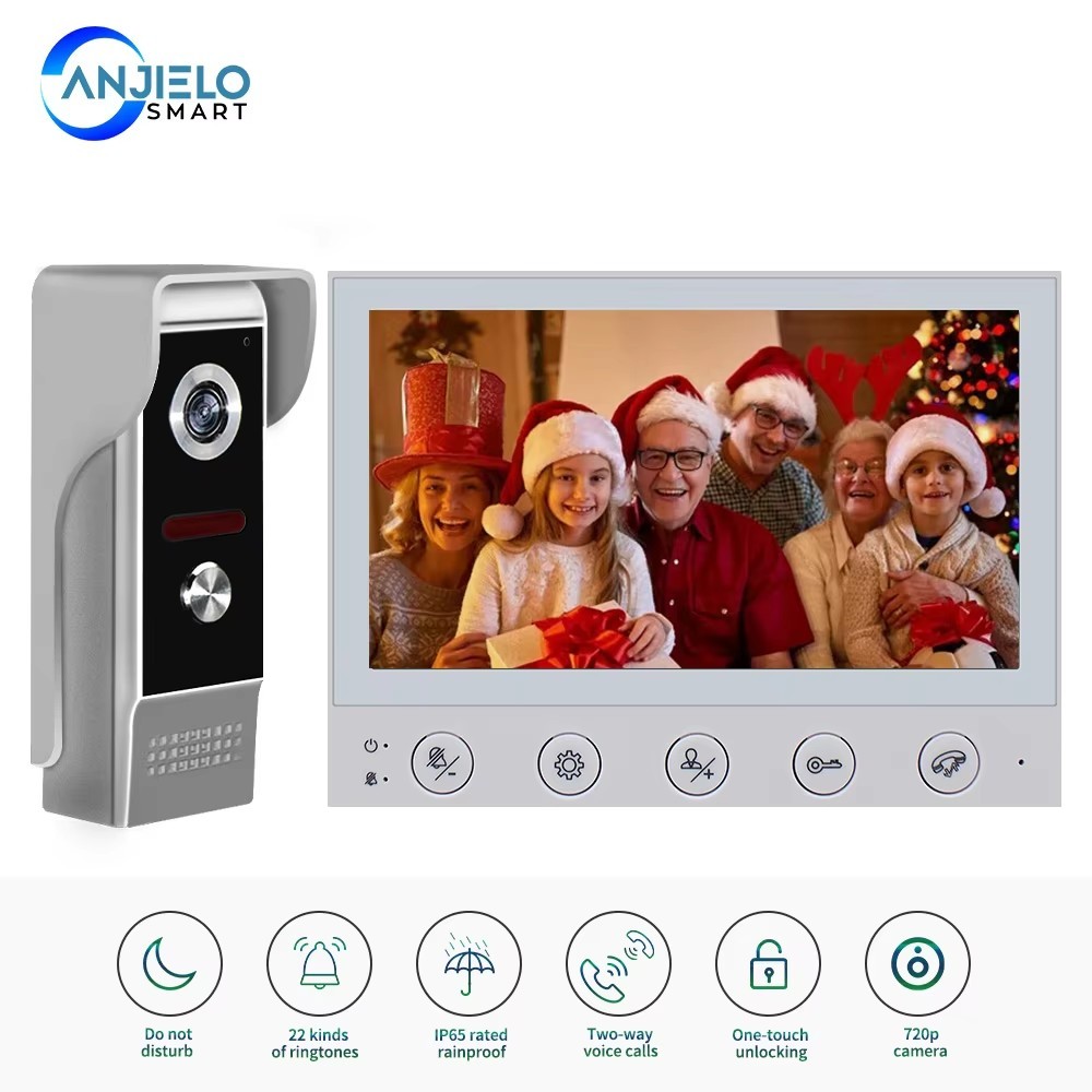 ANJIELO Wired Video Doorbell Intercom Monitor Eye Door Bell Smart with ...