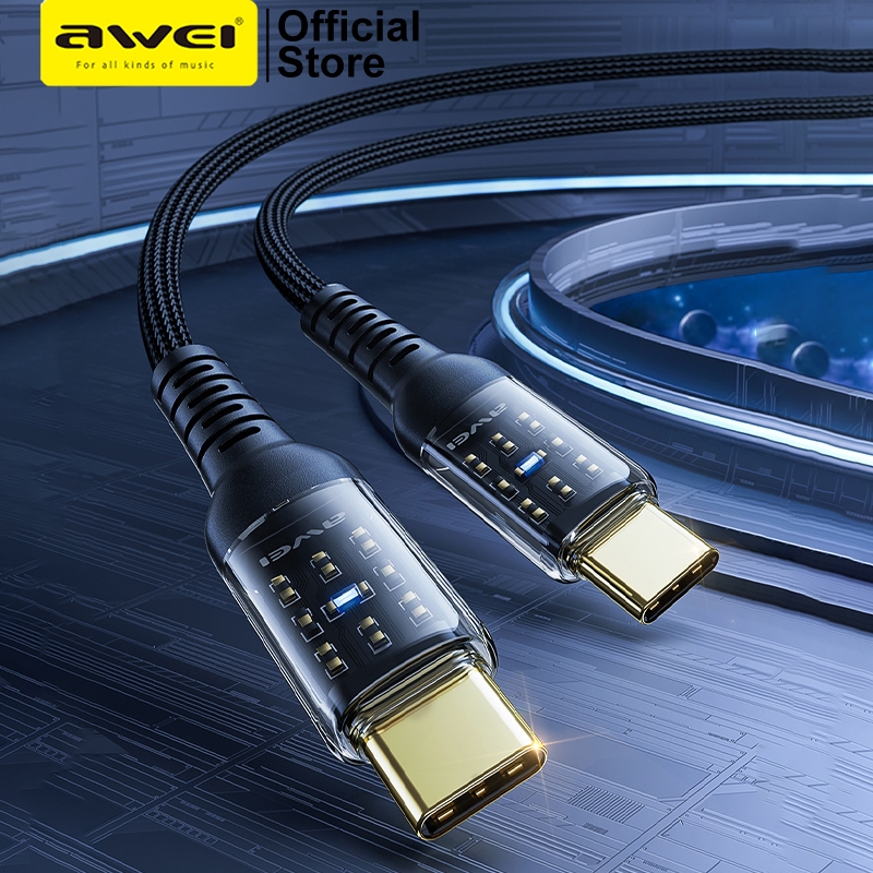 Awei CL-138T 60W Type-C Cable 1M Fast Charging With LED Tip Supports ...