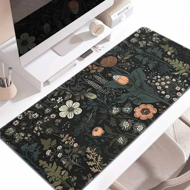 Large Boho-Inspired Floral Mouse Pad, Anti-Slip Rubber Base Mousepads ...