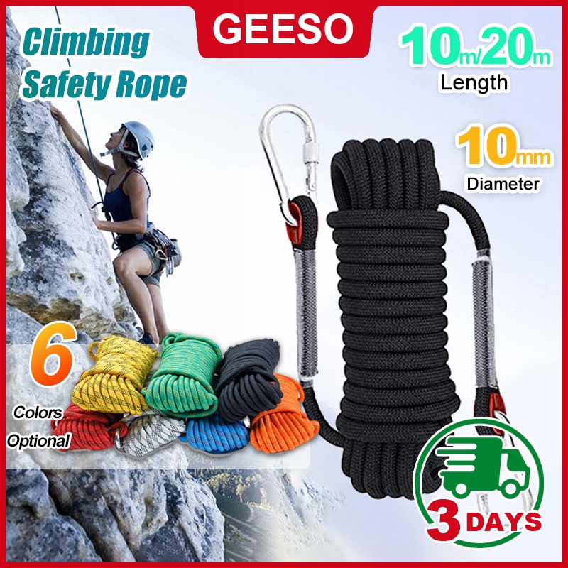 GEESO 10MM Static Utility Rope Climbing Hiking Rope Safety Rescue Utility Rope For Outdoor ...