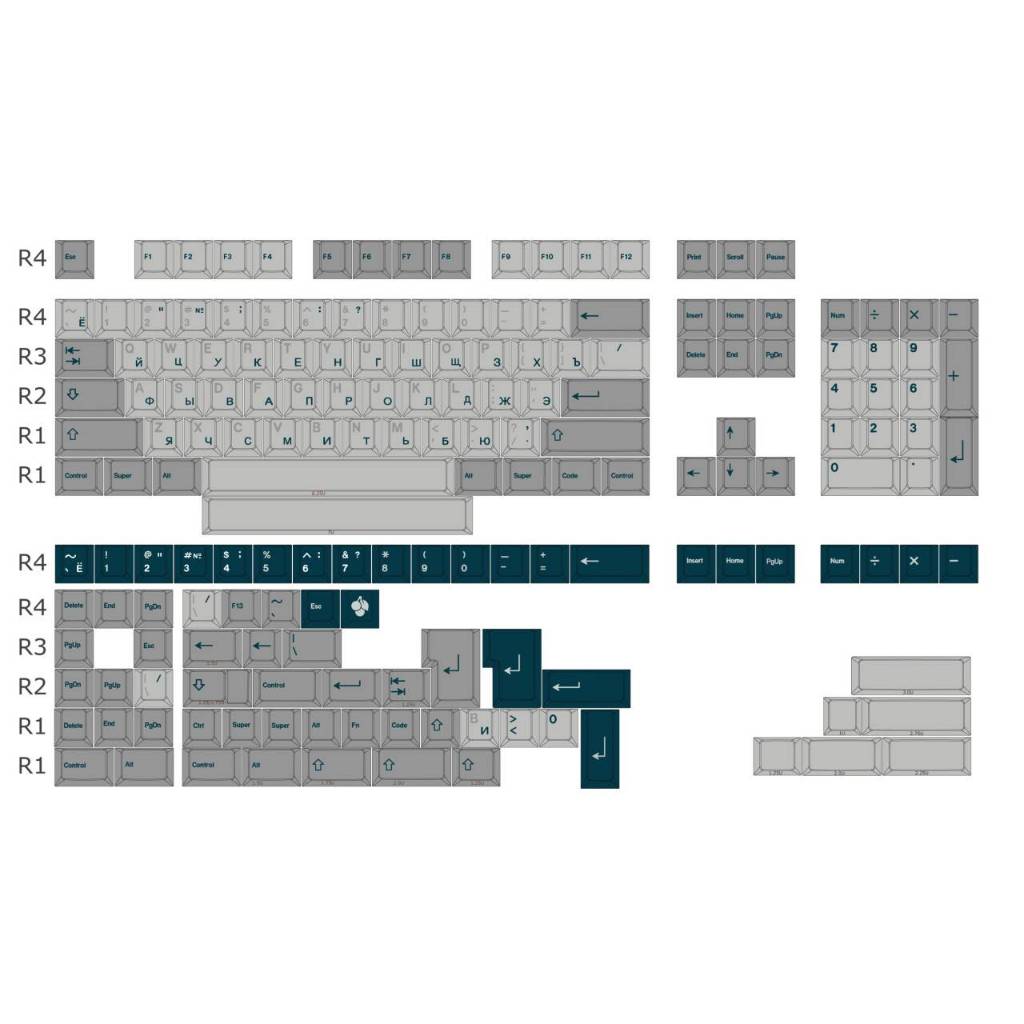 Prussian Blue Theme Full Set Keycaps 176 Keys Russian PBT Dye Sub ...