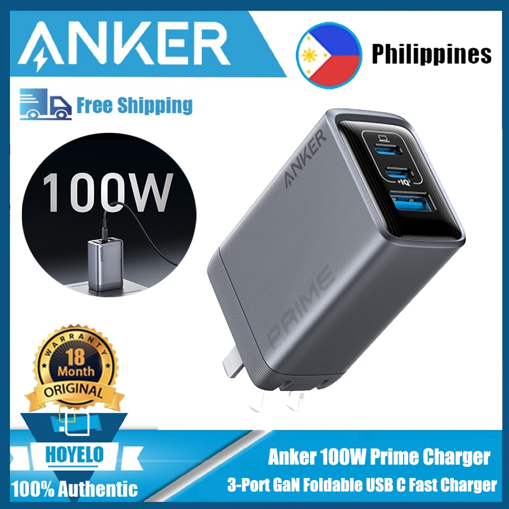Anker 100W Prime Charger, 100W 3-Port GaN Foldable USB C Multi-Device ...