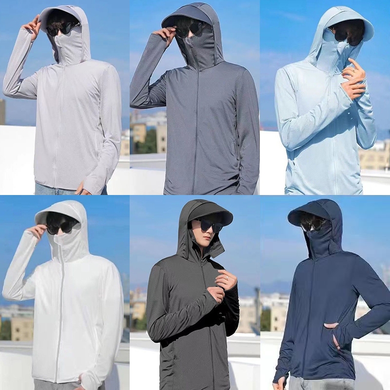 UV Protection Hooded Jacket Breathable Ice Silk Outdoor Fishing Shirt ...