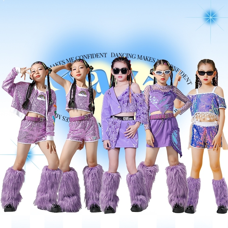 Lolanta Kids Girls Purple Sequins Jazz Street Dance Costume Hip Hop ...