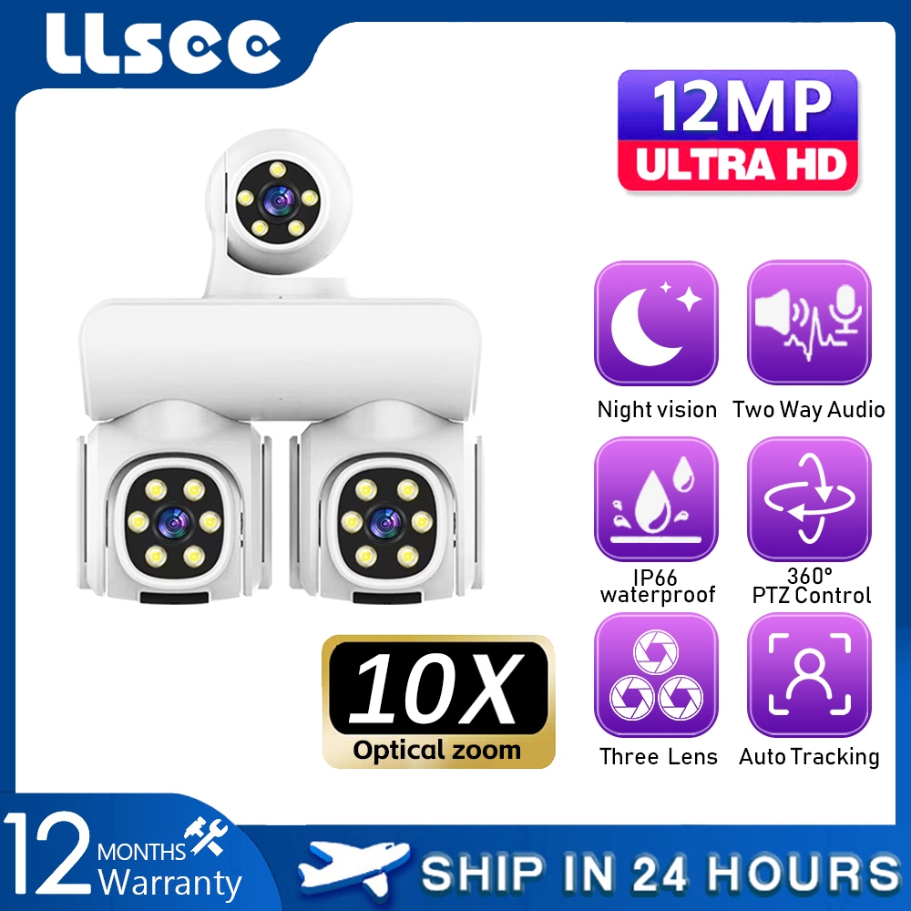 LLSEE icam365 12MP 6K 3 lens phone PTZ control wireless 4G SIM card ...