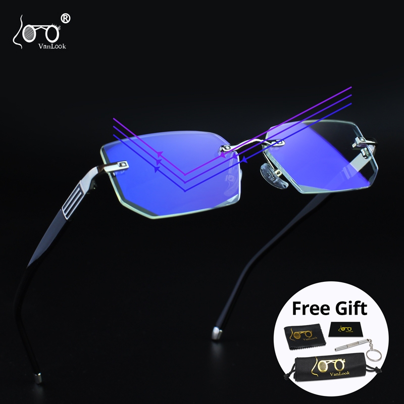 Anti Blue Light Rimless Glasses for Computer Women Men Specs Frameless ...