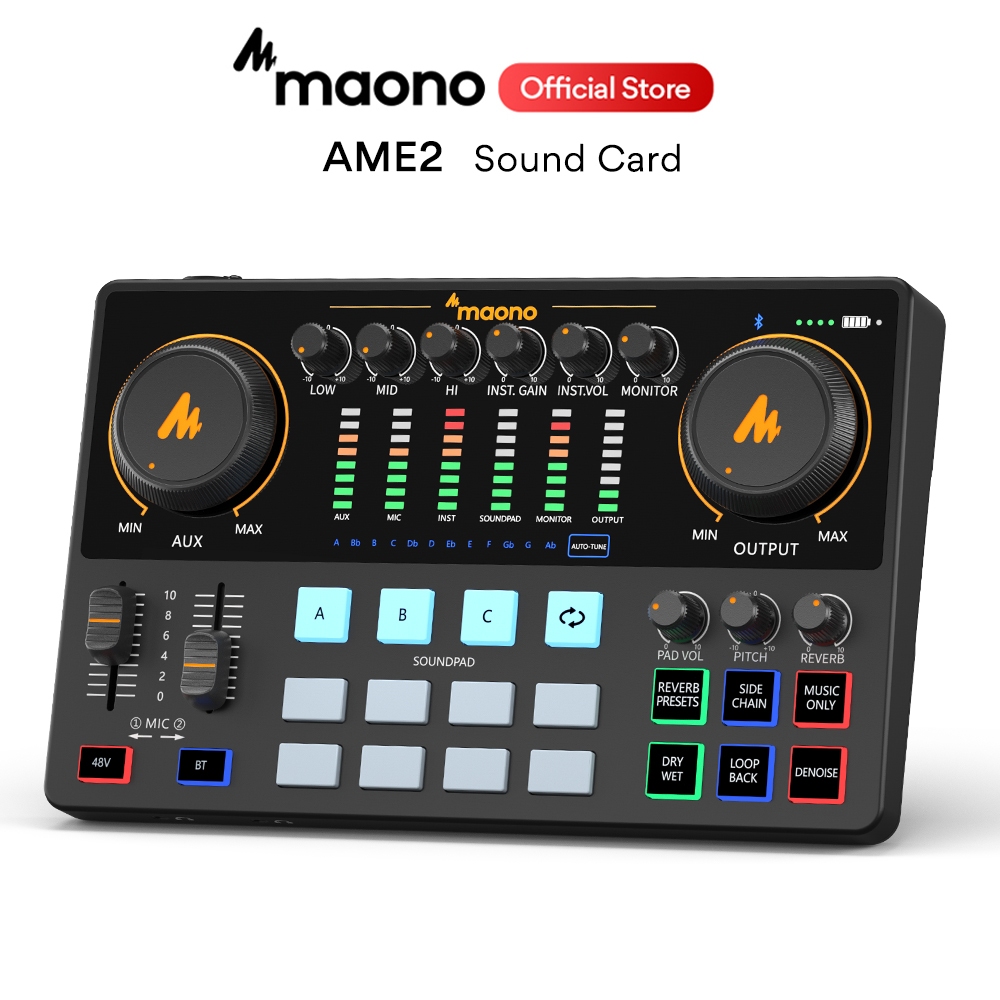 Maono AME2 Sound Card Professional Studio Mixer Audio Interface With ...