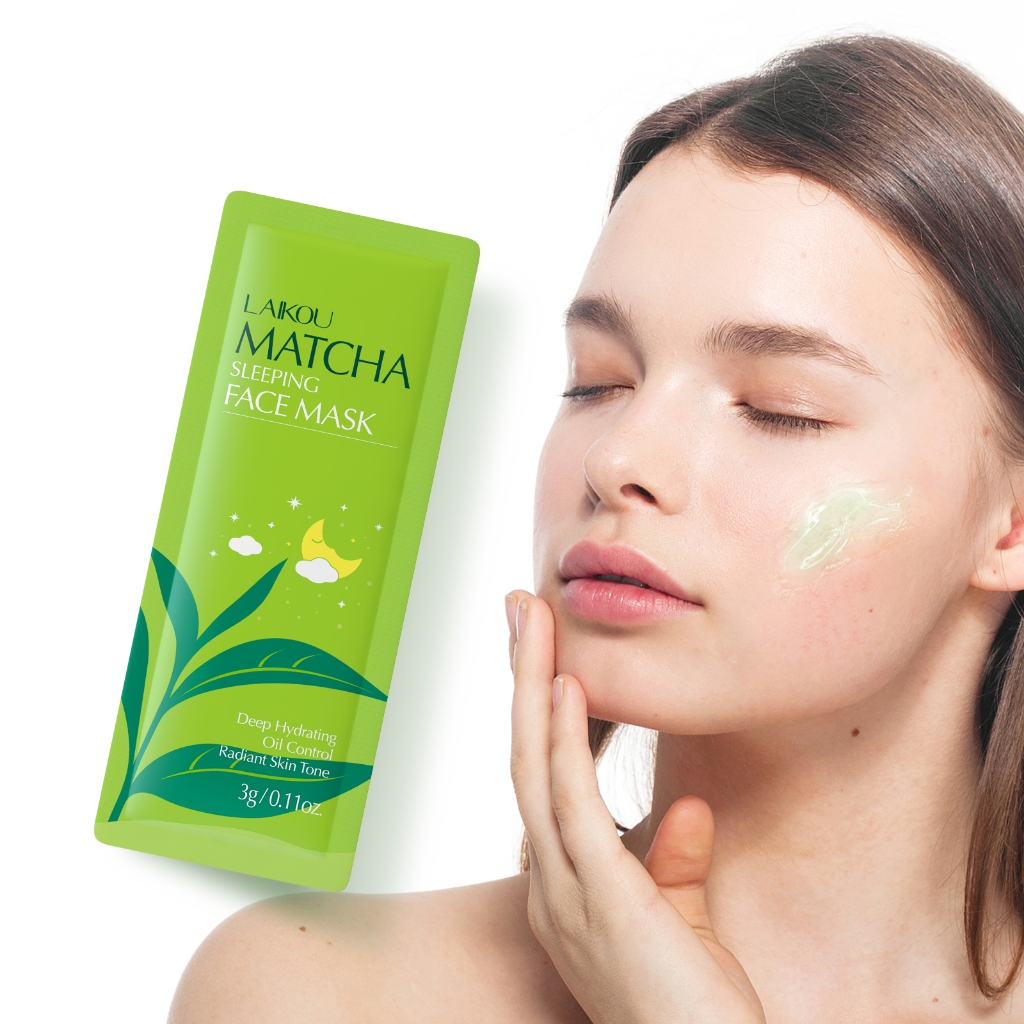 LAIKOU Matcha Serum Face Sleeping Mask Sachet Moisturizing Oil-Control ...