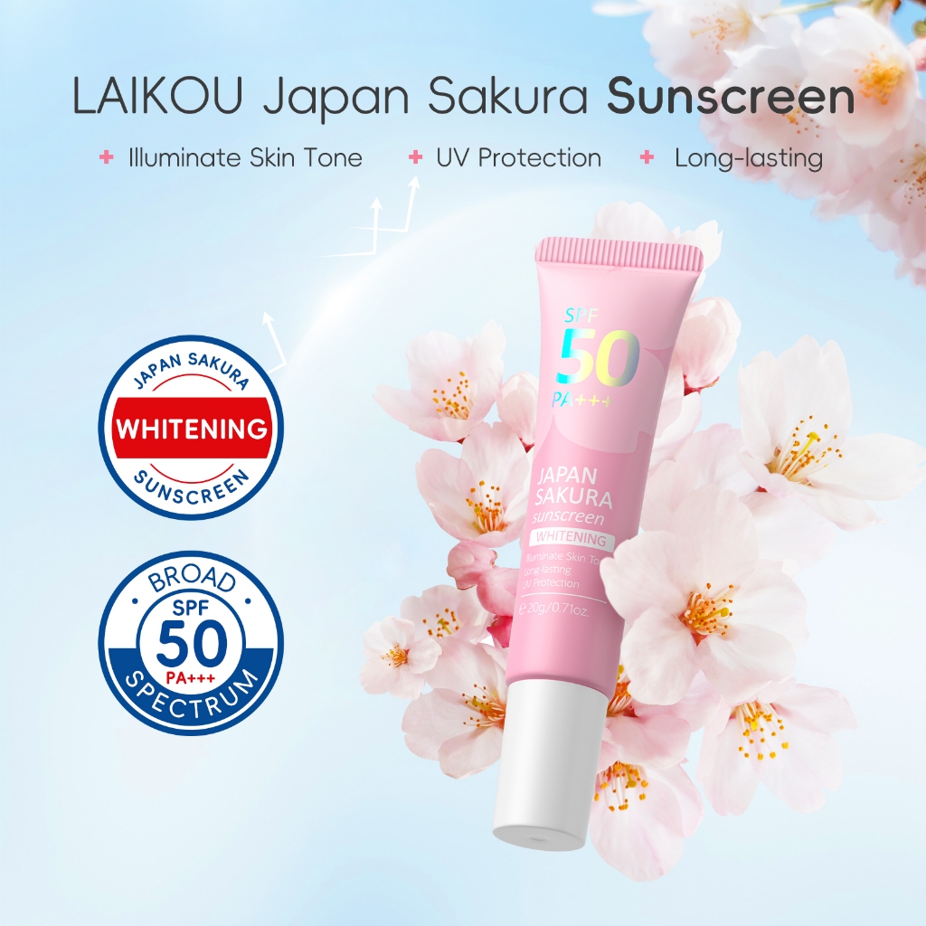 LAIKOU Japan Sakura Sunscreen SPF 50 PA+++ UV Protection Face Whitening ...