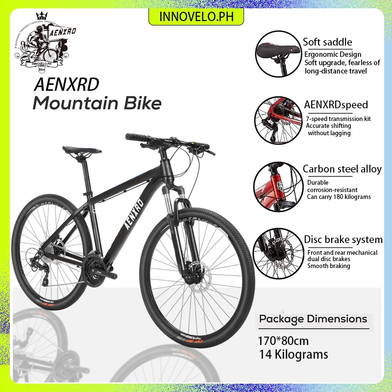 Aenxrd Mountain Bike 26 Inch Adult Bike Carbon Steel Alloy Frame ...