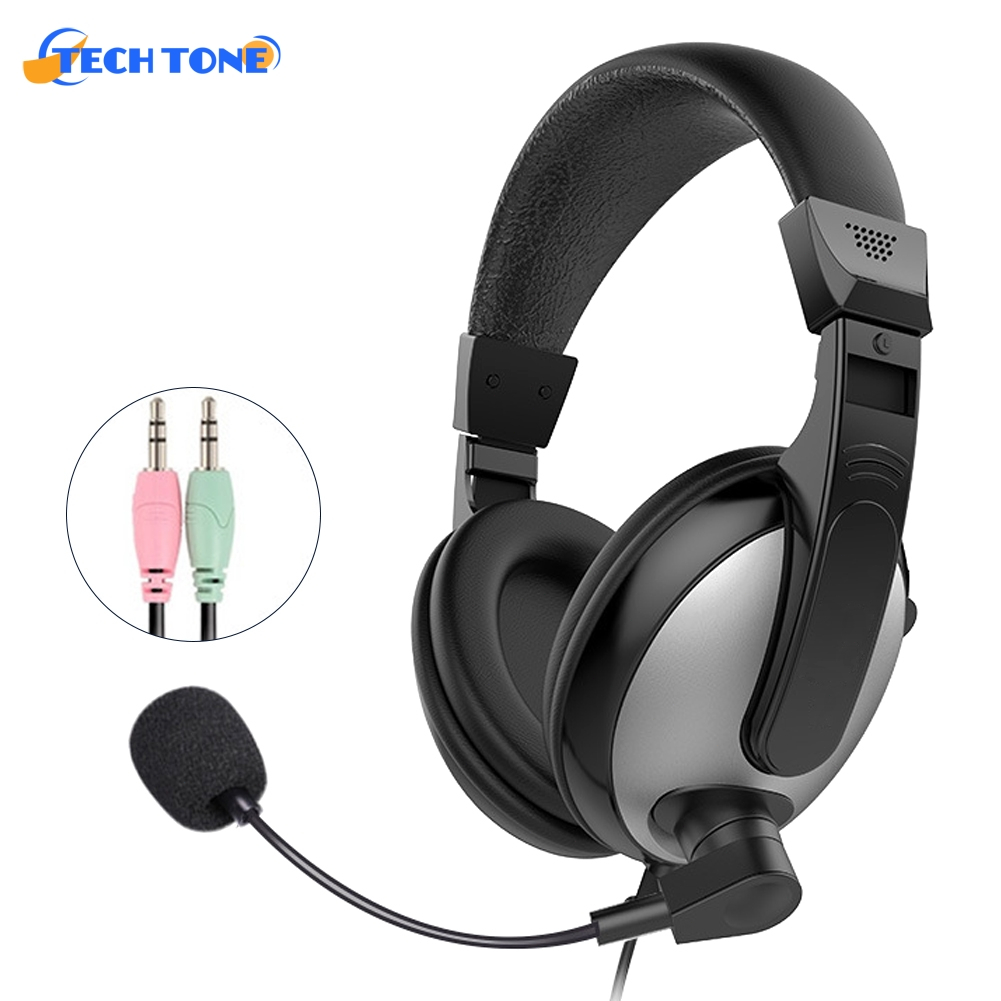 Noise Cancelling Headset 3.5mm Jack Plug With Microphone Head Mounted ...