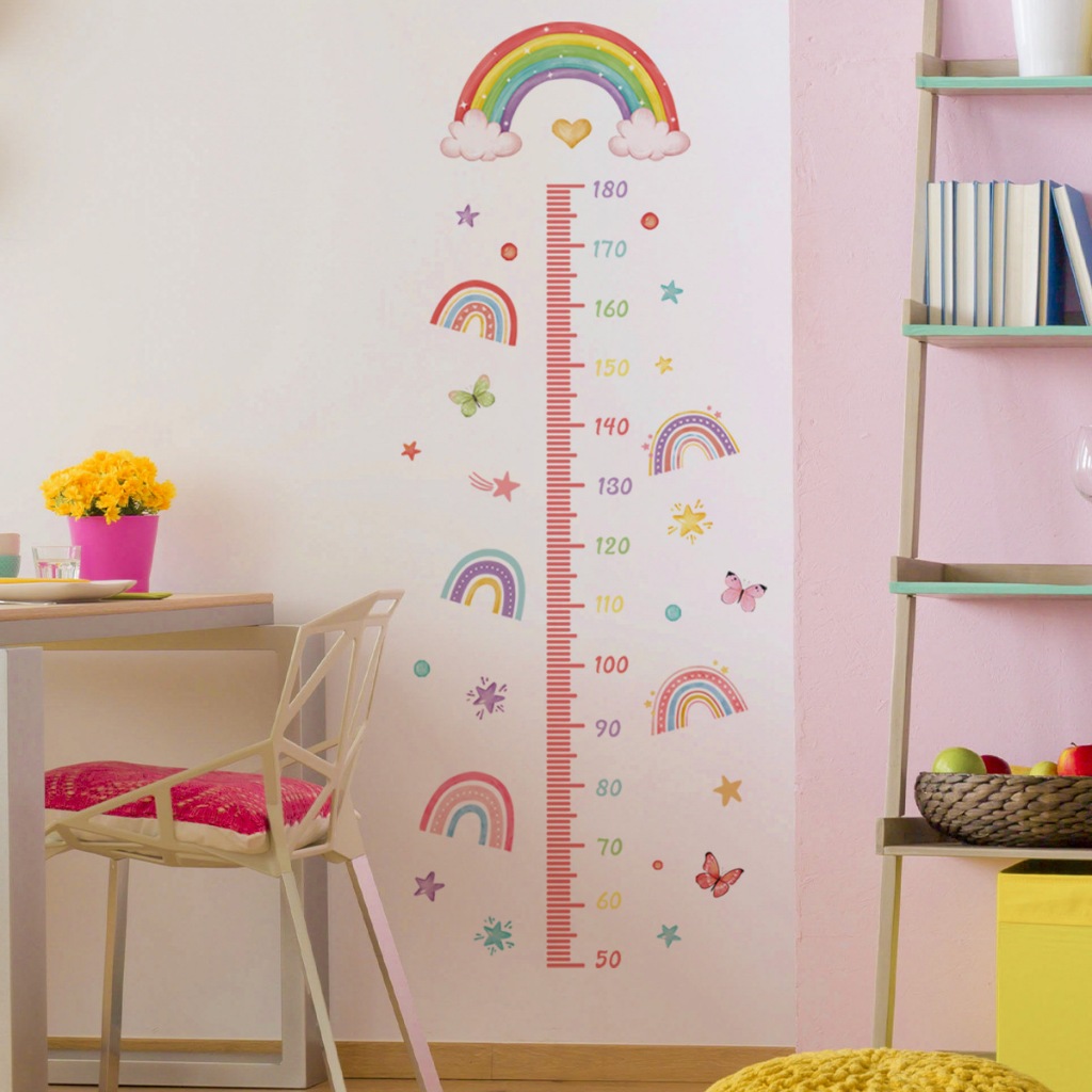 Rainbow Height Measurement Wall Stickers Grow Up Chart Height Ruller ...