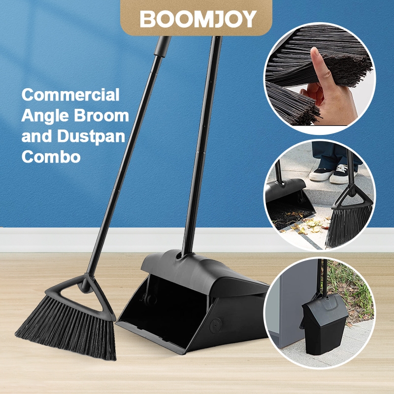 Eyliden Commercial Angle Broom and Dustpan Combo, with Long Handle ...