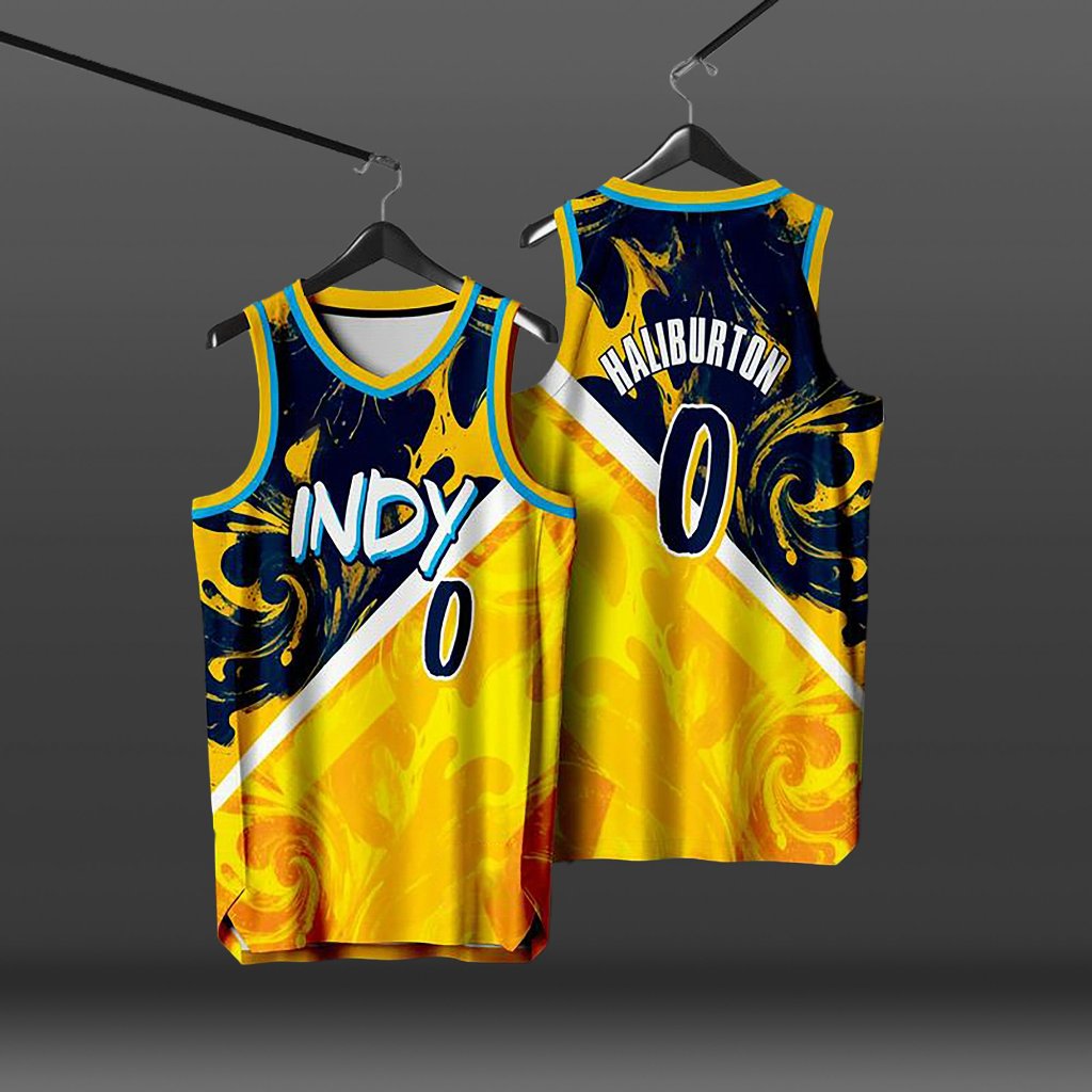 JERSEY CONCEPT JERSEY YELLOW NAVY BLUE LIQUID INDY HALIBURTON COLORWAY ...