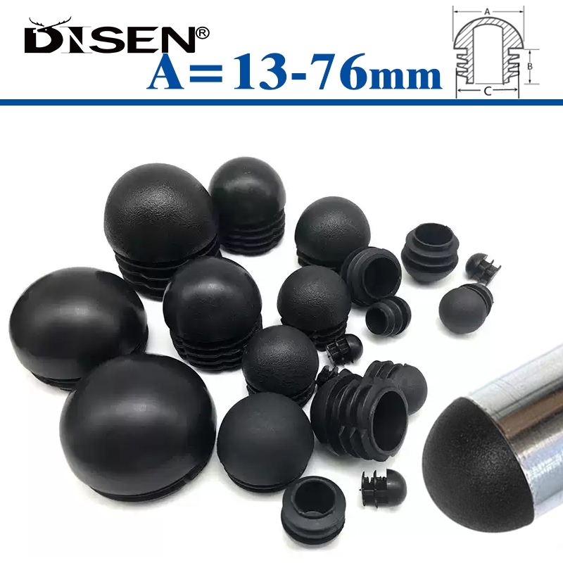 Black Plastic Round Domed End Caps Pipe Plug Non Slip Chair Leg Foot ...