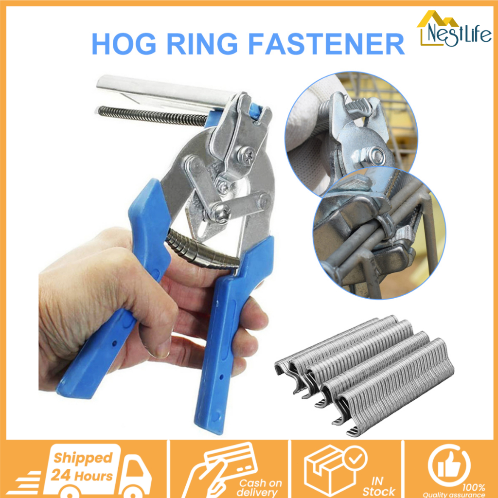 Hog Ring Pliers Tool + 600/1200/1800pcs M Clips Chicken Mesh Cage Wire ...