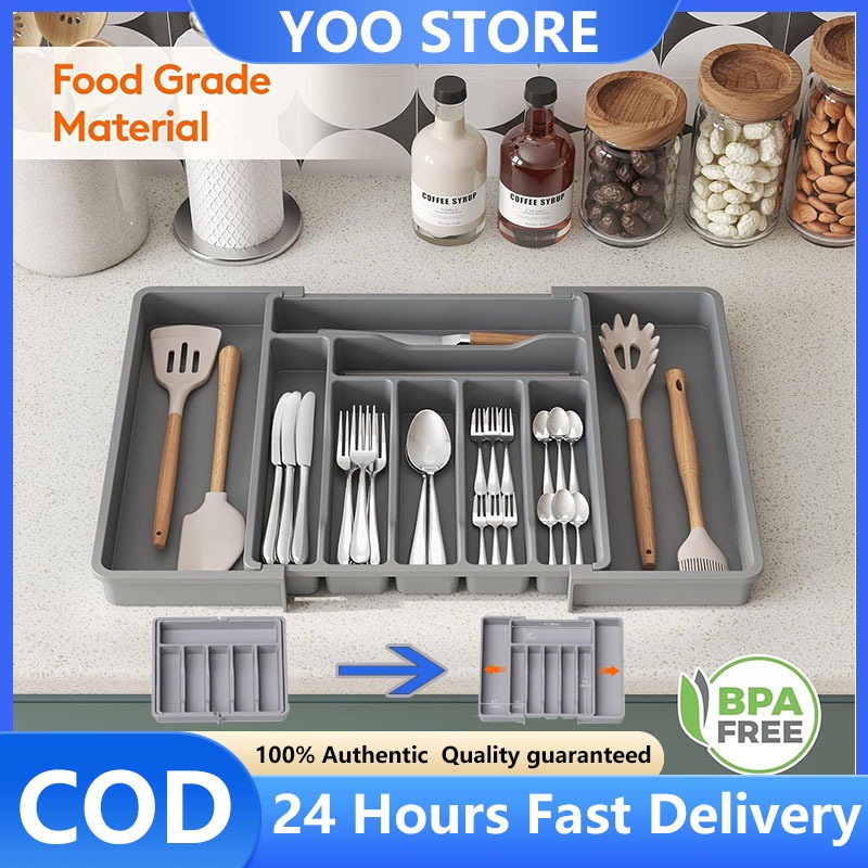Cabinet Drawer Cutlery Storage Box Expandable Tray Spoon and Fork ...