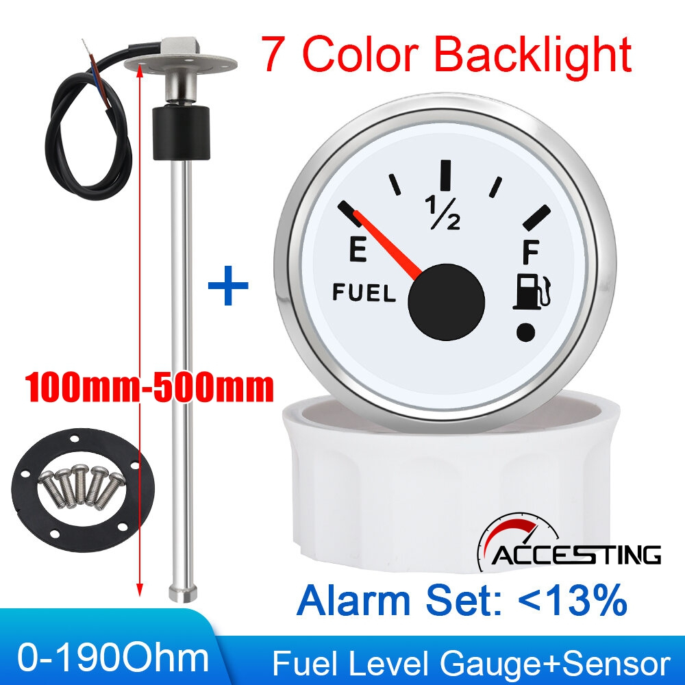 0-190Ohm Fuel Tank Level Gauge with LED 7 Color Backlight +100-500mm ...