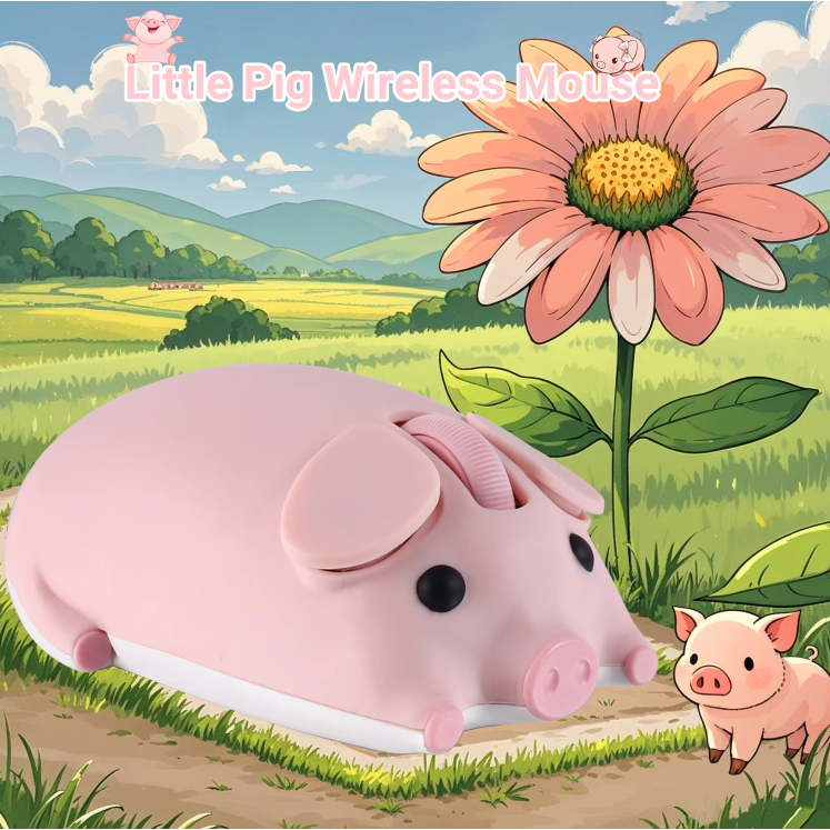 Dual Mode Wireless Computer Mice Cute Cartoon Pig Figure 1200 DPI ...