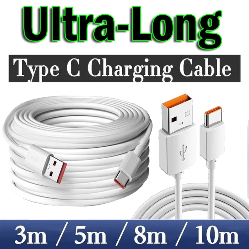 Extra Long Type C Cable - Practical 3m/5m/8m/10m Ultra Long Data Cord ...