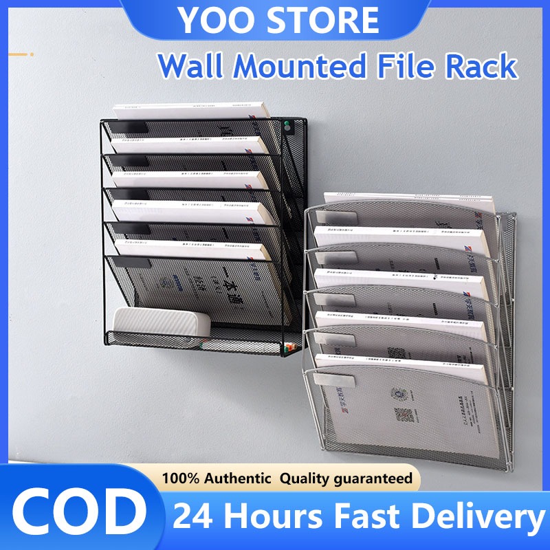 Hanging Metal File Rack Folder Practical Desk Organizer Wall-Mounted ...