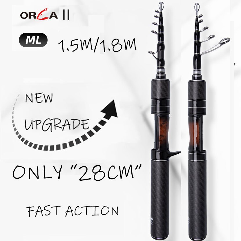 Only 28cm Portable Travel Fishing Rod Full Solid Carbon MINI Fishing ...