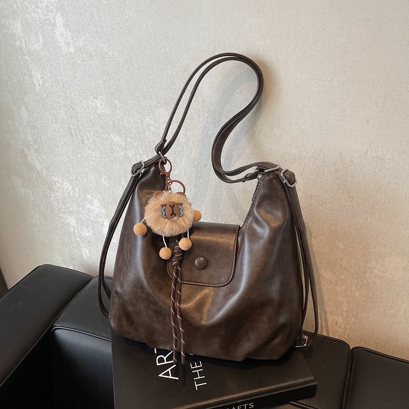 Vintage style large capacity PU leather shoulder bag Advanced texture ...