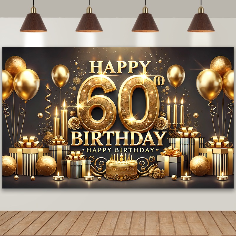 5x3ft Happy 60th Birthday Photography Background for Parents' Birthdays ...