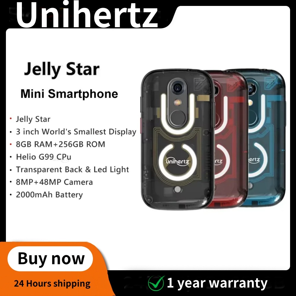 Unihertz Jelly Star Mini Smartphone Android 13 8GB 256GB Led Light Unlocked Transparent ...