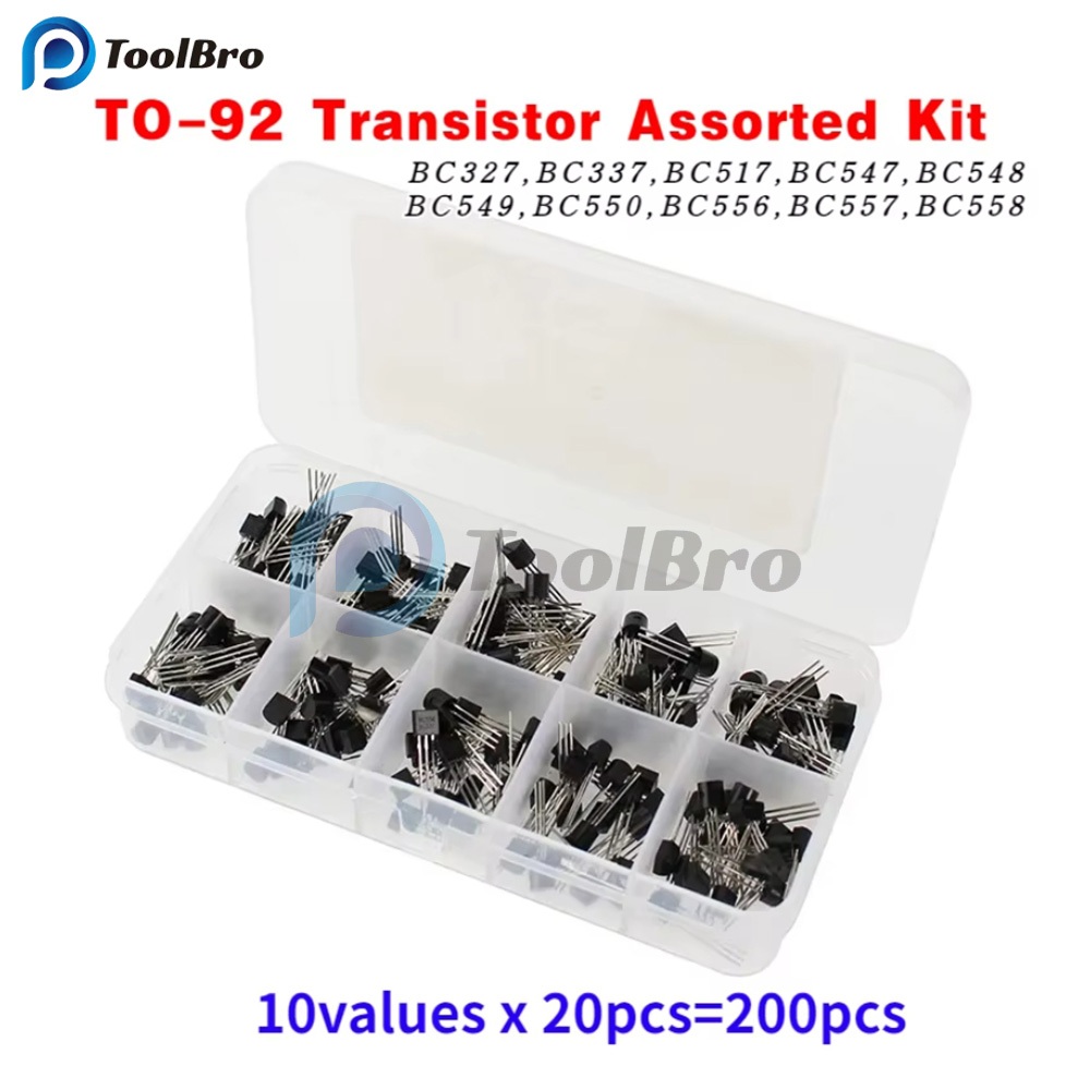 200PCS TO-92 Transistor Assorted Kit 10Values BC327 BC337 BC517 BC547 BC548 BC549 BC550 BC556 ...
