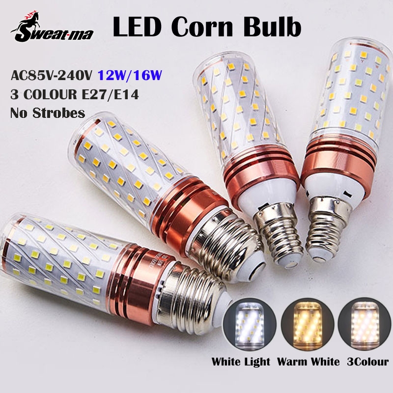 12W Tricolor LED Color Changing Corn Bulb White, Warm, E27 E14 Neutral ...