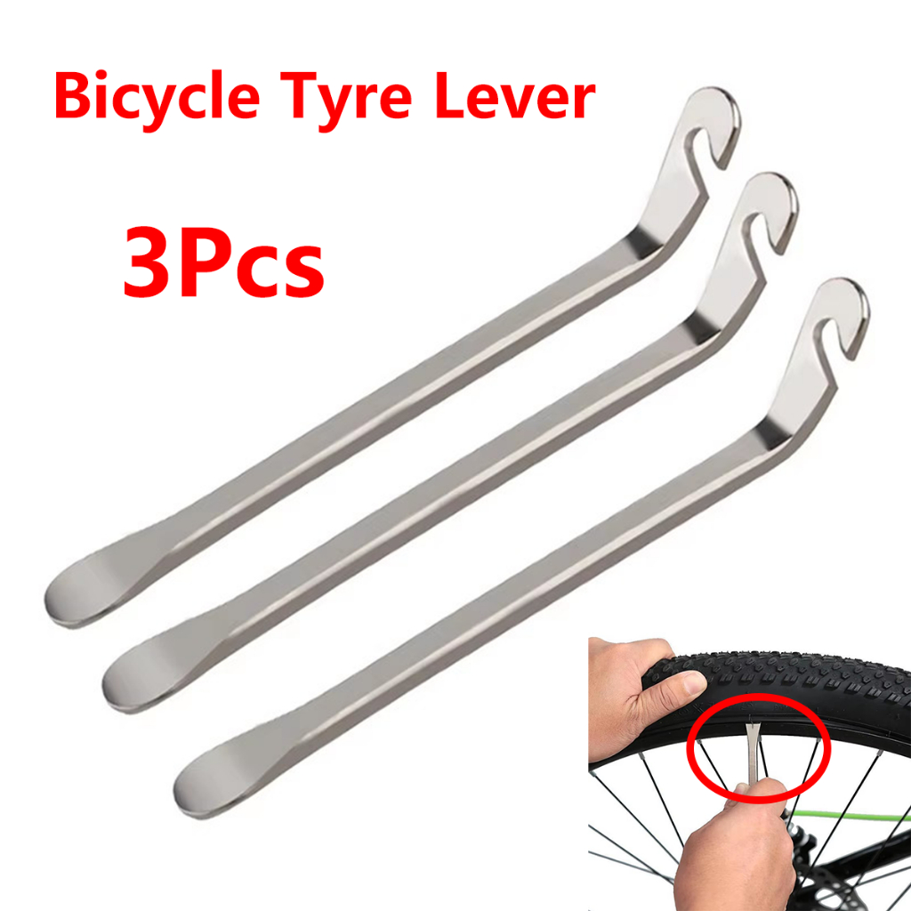 3Pcs Metal Bicycle Tyre Lever Tube Remover Tool Stainless Steel Bike Tire Opener Crow Bar MTB ...