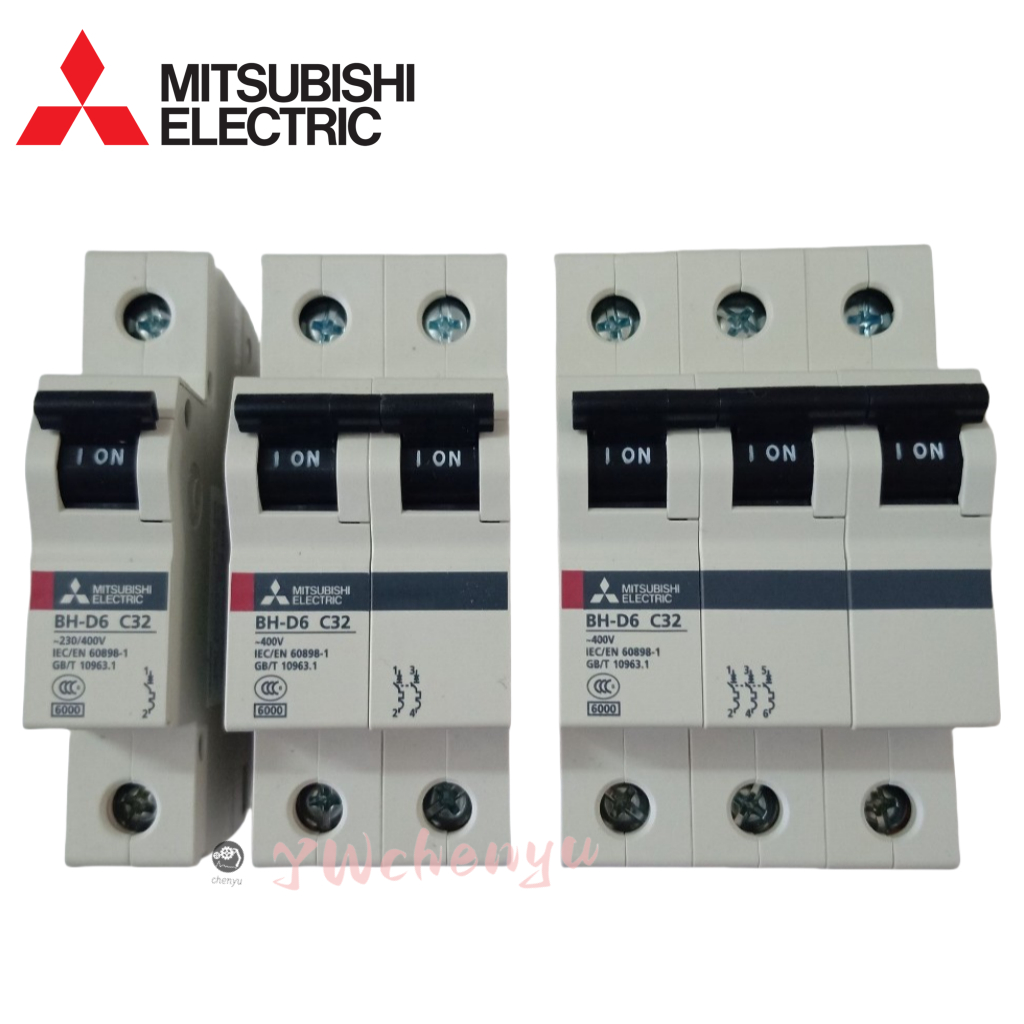 Mitsubishi Circuit Breaker Air Switch BH-D6 1P 2P 3P 6A 10 16 20 25 32 ...