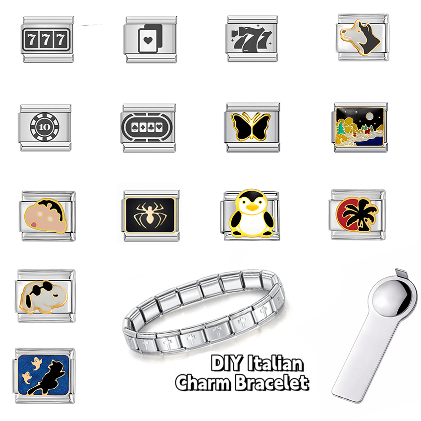 Italian style charm bracelet module charm bracelet link set 9 Mm ...