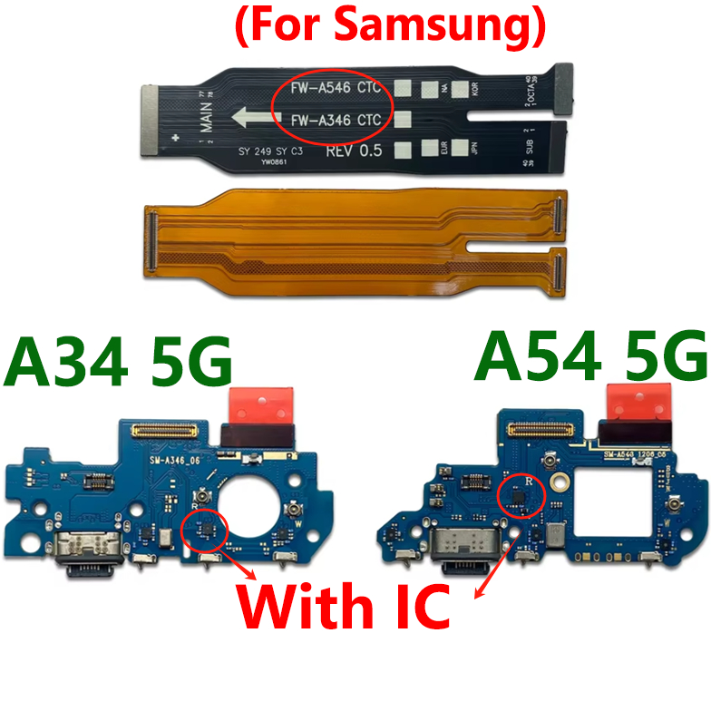 Charging Board With IC For Samsung Galaxy A34 A54 5G A346 A546 USB Charger Port Dock Main Board ...