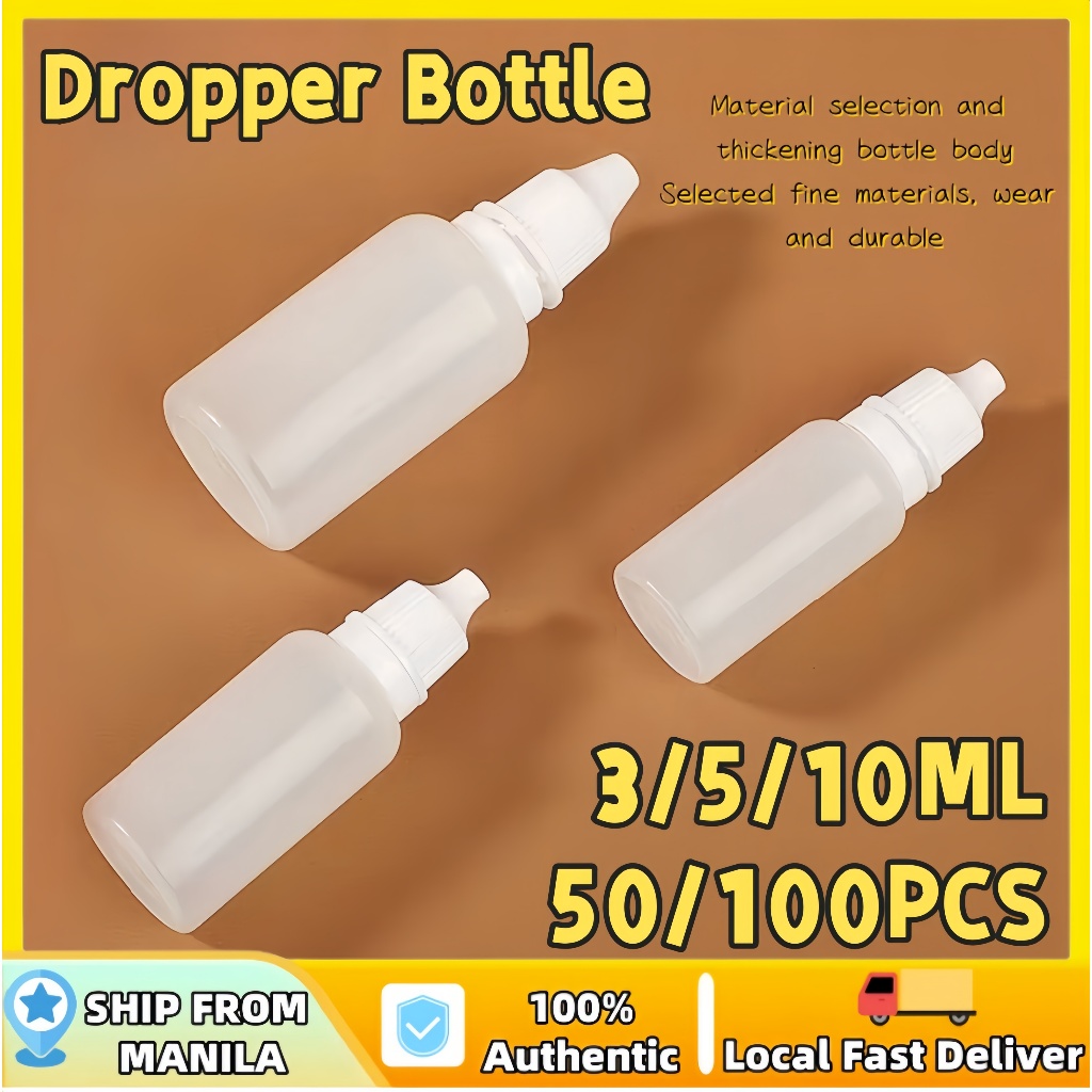 50pcs PE Plastic Empty Eyedrop Bottle Squeezable Transparent Liquid ...