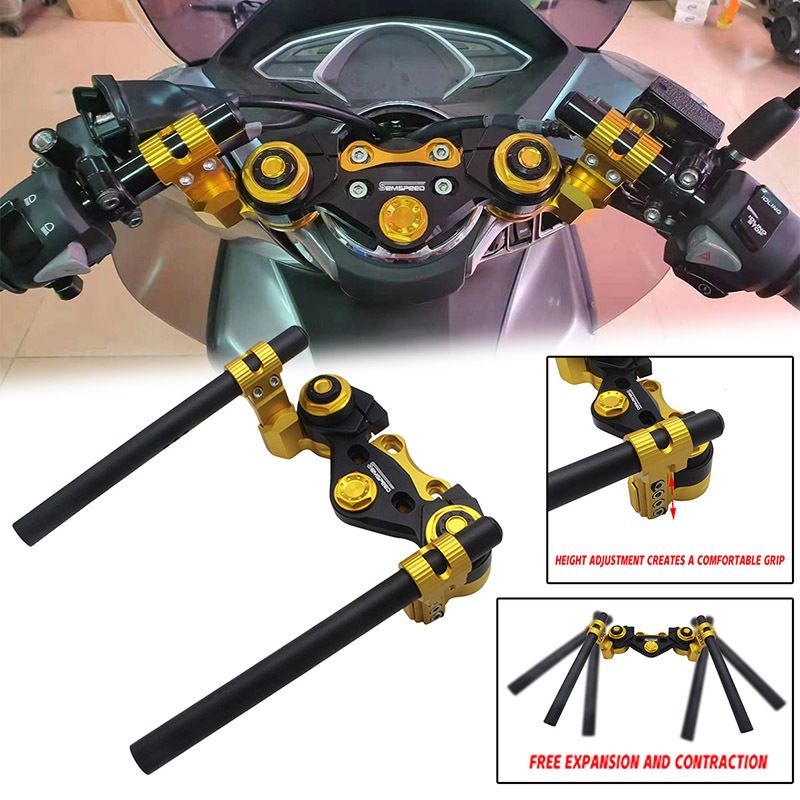 SEMSPEED Logo Motorcycle CNC 7/8 22mm Handlebar Handle Bar Fork Tube Clip On For Yamaha NMAX 125 ...