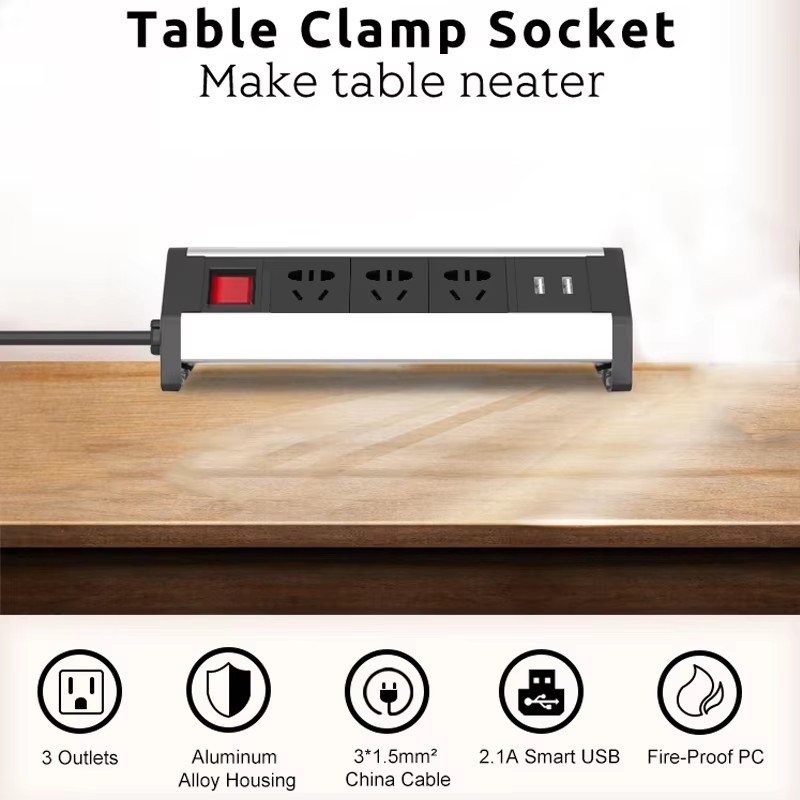 3holes Aluminum Alloy Table Clamp Metal Socket Office Desktop ...