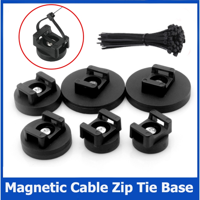 Magnetic Cable Clips Zip Tie Mount Base Black Magnetic Wire Holder ...