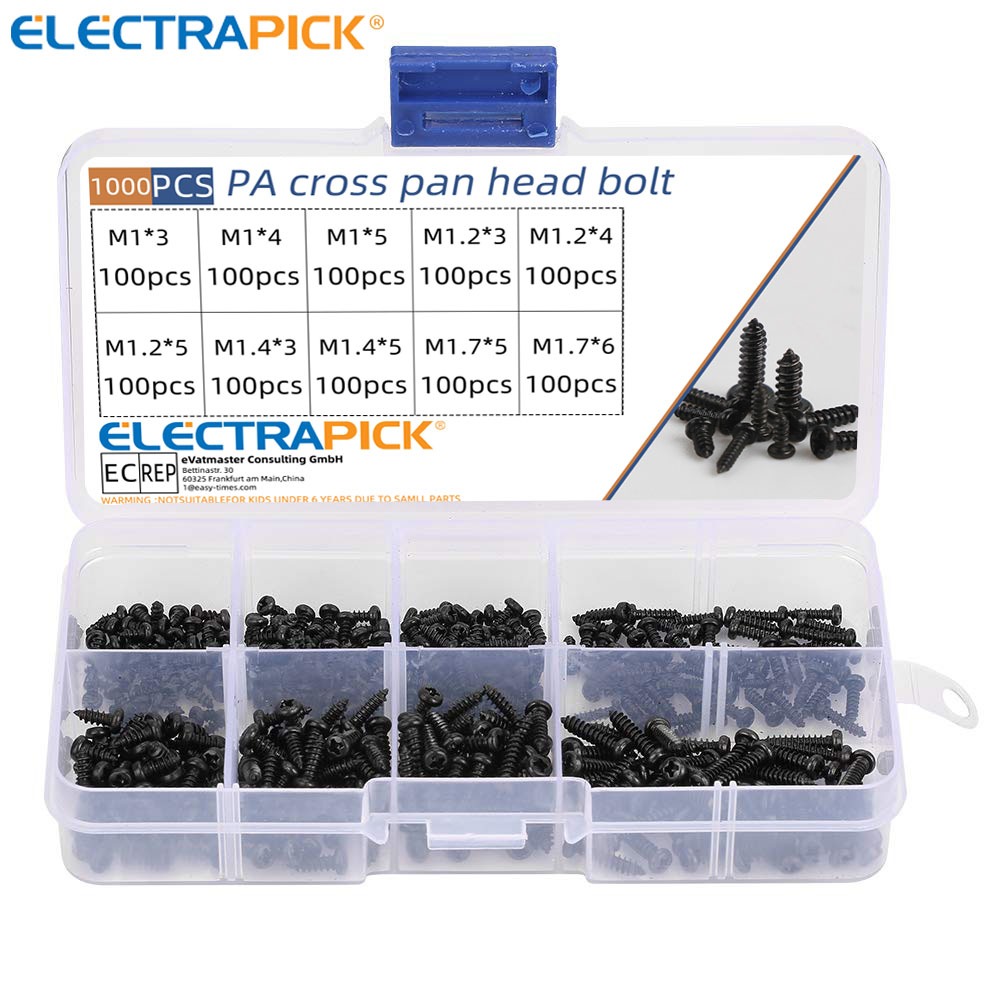Electrapick Assortment M1 M2 M1.4 M1.7 PA Phillips Pan Round Head Micro ...