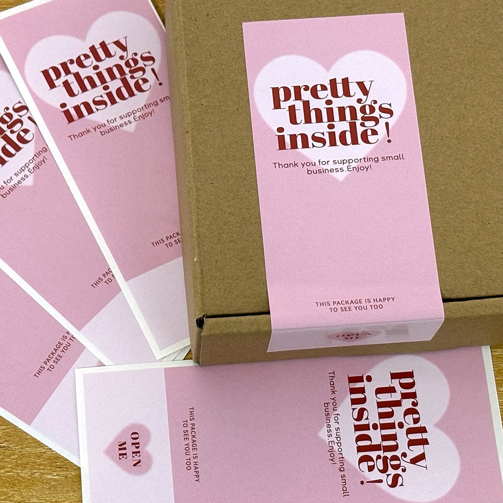 30/50 Pieces 6*15cm "Pretty Things Inside" Stickers Rectangular Sealing ...